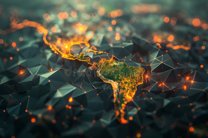 Digital Earth Made of Glowing 3d Triangular Polygons Stock Image ...