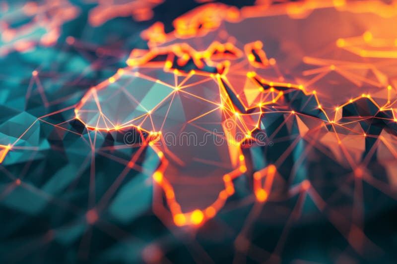 Digital Earth Made of Glowing 3d Triangular Polygons Stock Illustration ...