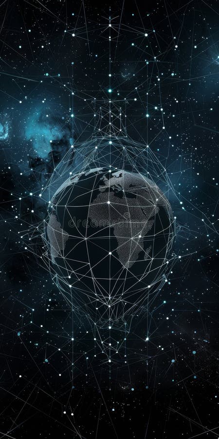 Digital Earth with Network Connections in Outer Space Stock ...