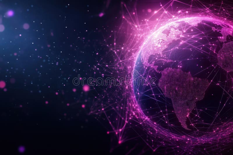 Digital Earth with Purple Vector Graphic Design Stock Illustration ...