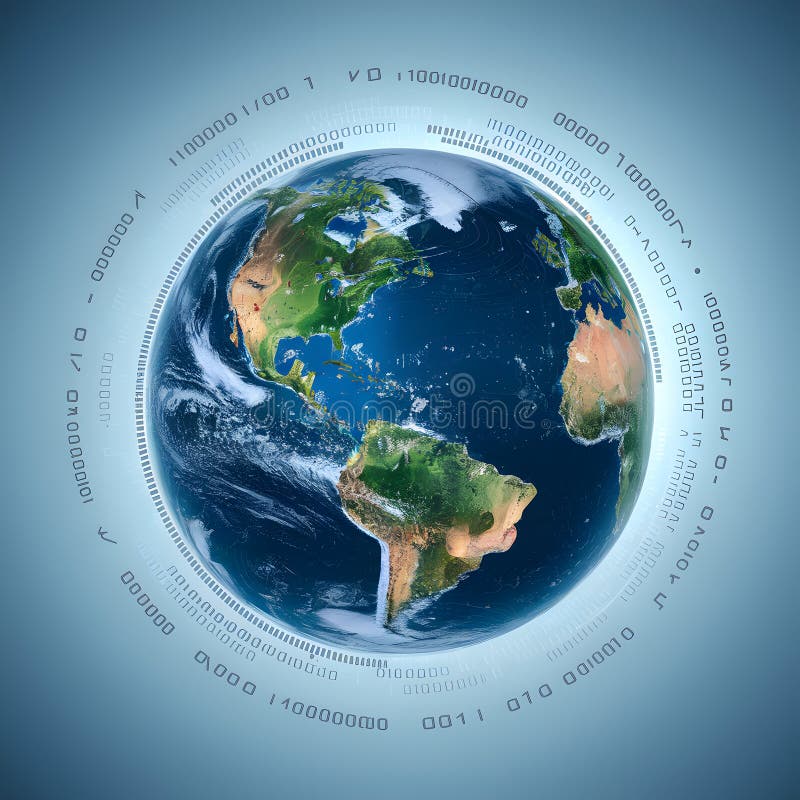 Digital Earth Representation with Abstract Elements, Continents Visible ...
