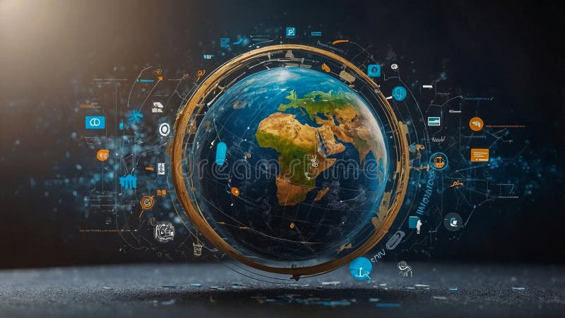 Digital Earth Representation with Futuristic Interface Elements Stock ...