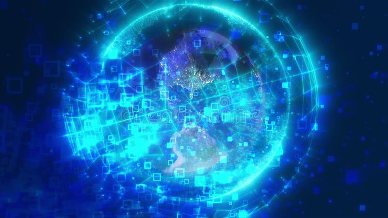 Digital Earth with Stroke Blocks Stock Footage - Video of world ...