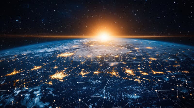 Digital Earth Symbolizing Global Technology Integration, Abstract Style ...