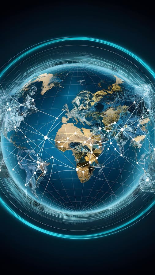 Digital Earth Technology Global Connectivity Concept in Abstract ...