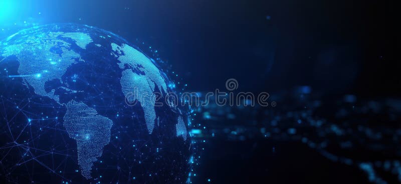 Digital Earth Visualization with Network Connections and Data Points ...