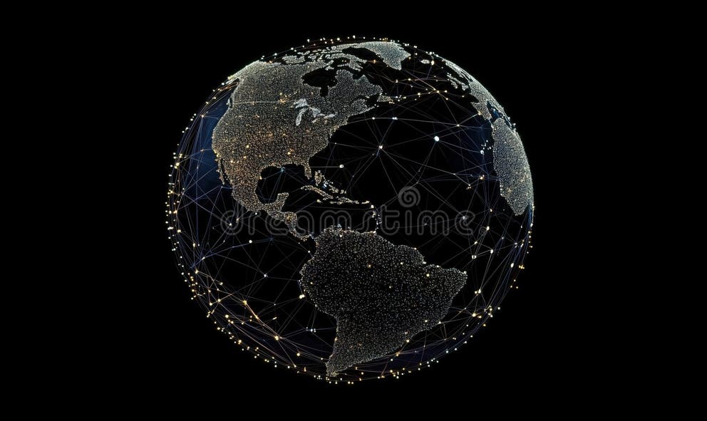 Digital Earth Visualization with Network Connections and Illuminated ...