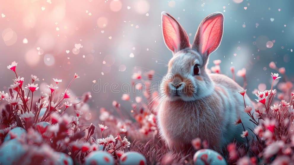 Digital Easter Banner with a Bunny, Eggs, and a Startup Concept in a ...