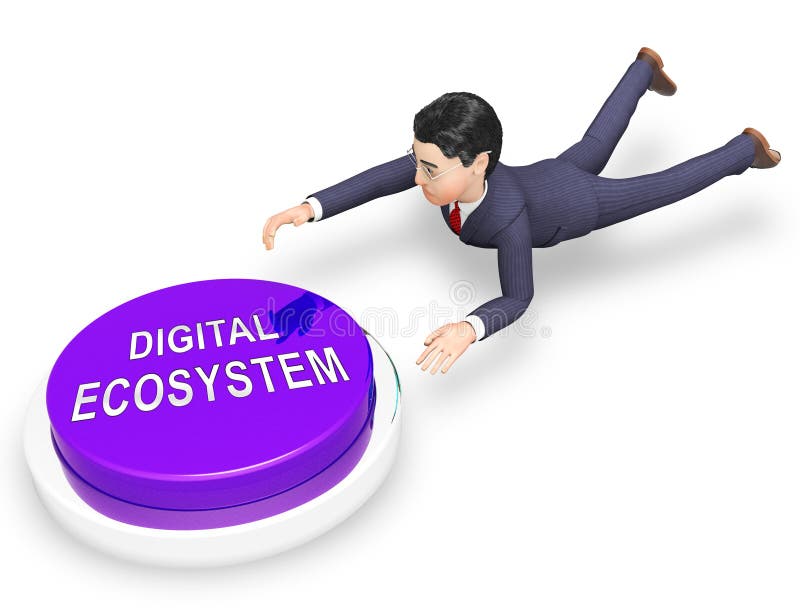 Digital Eco System Data Interaction 3d Rendering Stock Illustration ...