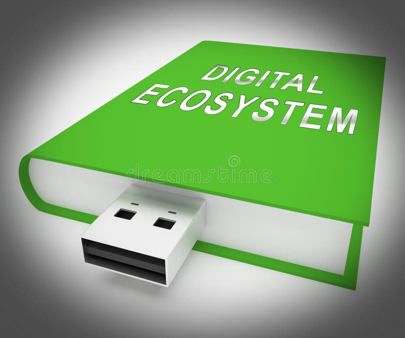 Digital Eco System Data Interaction 3d Rendering Stock Illustration ...