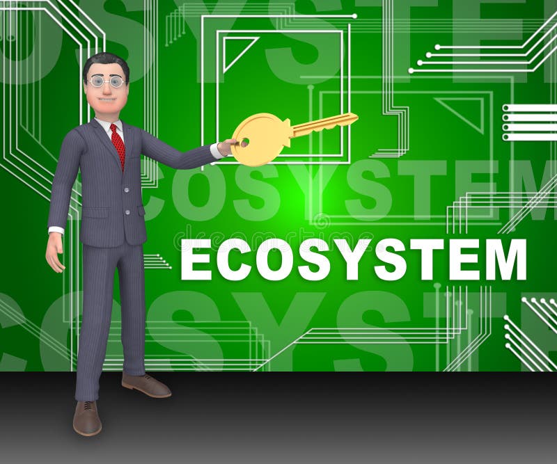 Digital Eco System Data Interaction 3d Rendering Stock Illustration ...