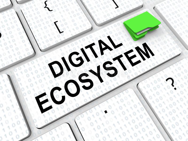 Digital Eco System Data Interaction 3d Rendering Stock Illustration ...