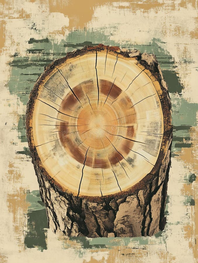Digital Eco Tree Rings Brown Beige Green Texture Frame Stock ...