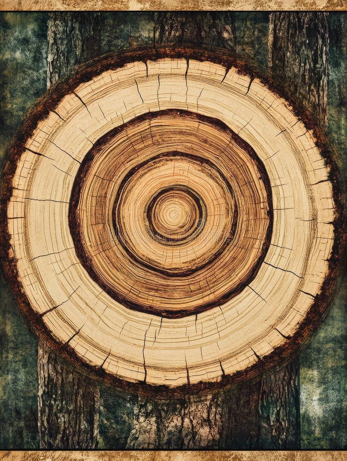 Digital Eco Tree Rings Brown Beige Green Texture Frame Stock ...