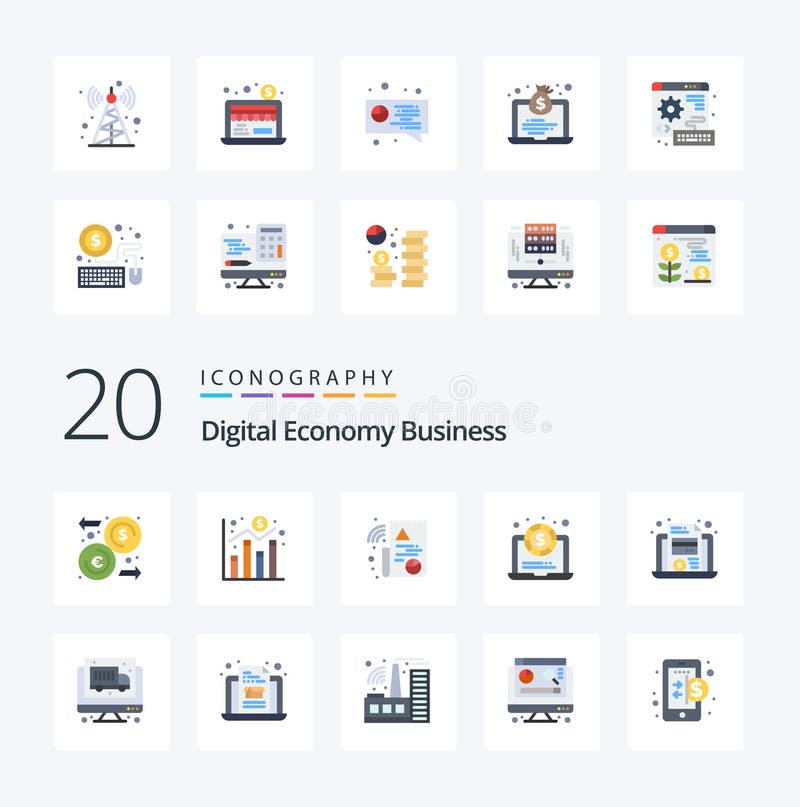 20 Digital Economy Business Flat Color Icon Pack Like Card Economy ... 20 Digital Economy Business Flat Color Icon Pack Like Card Economy ...