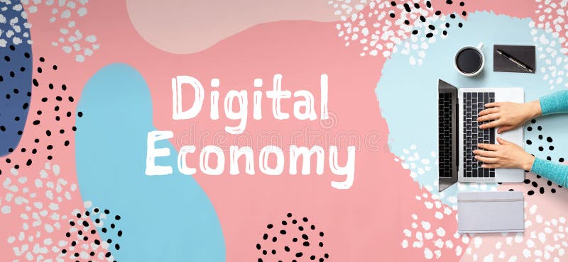 Digital Economy Concept with Person Using Laptop Stock Image - Image of ...