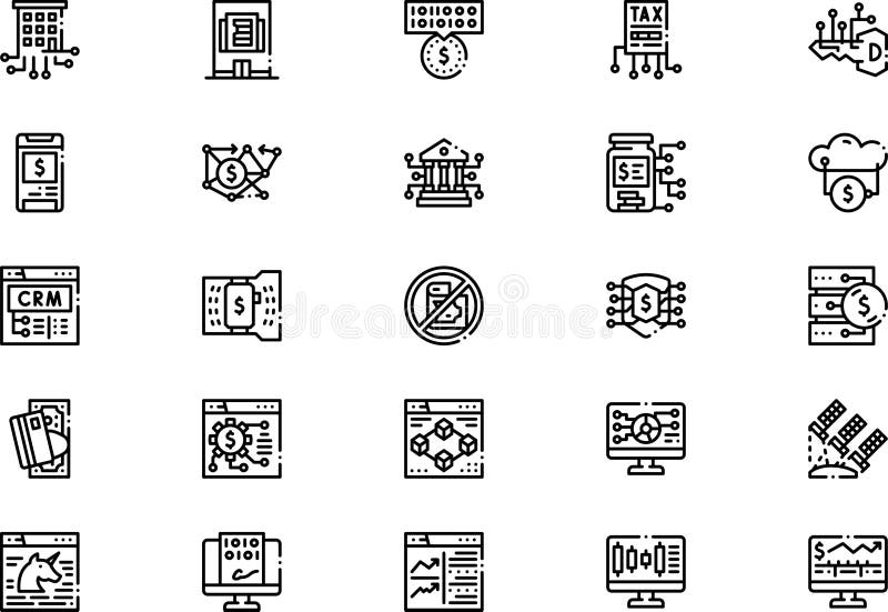 Digital Economy Icons Collection is a Vector Illustration with Editable ...
