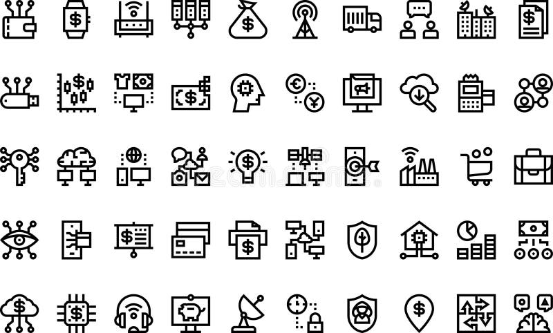 Digital Economy Icons High-Quality Vector Icons Collection with ...