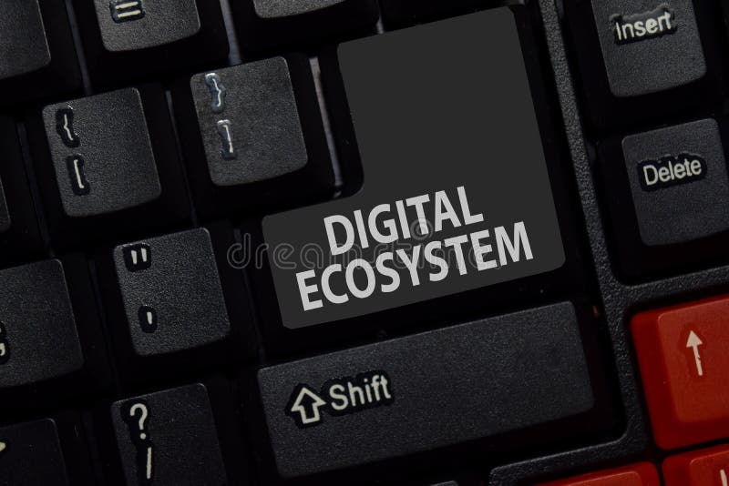 Digital Ecosystem Isolated on Laptop Keyboard Background Stock Photo ...