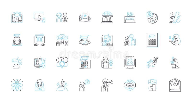 Digital Education Linear Icons Set. Online, Virtual, E-learning, Remote ...