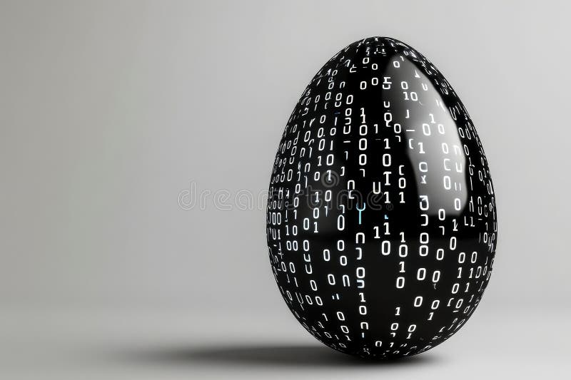 Digital Egg of Innovation Technology Data Secrets Future Potential a Black Egg Covered in Binary ...