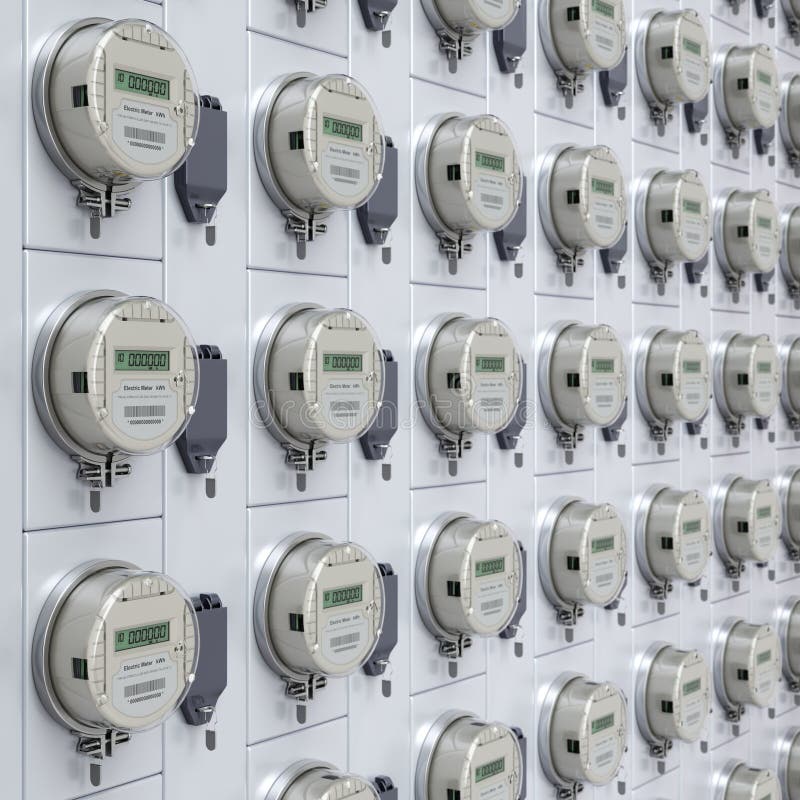 Digital Electric Meters for an Apartment Complex Stock Illustration ...