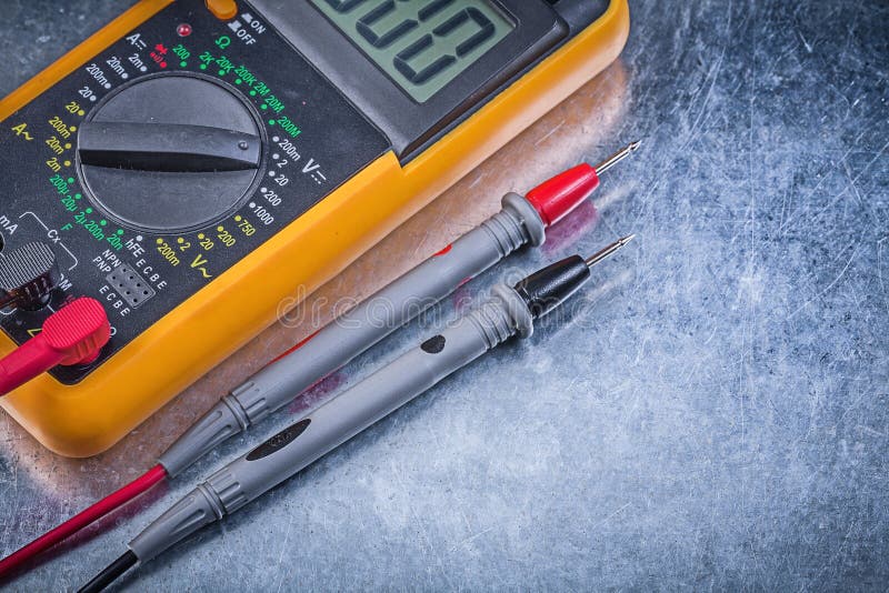 Digital Electric Tester on Metallic Surface Horizontal View Elec Stock ...