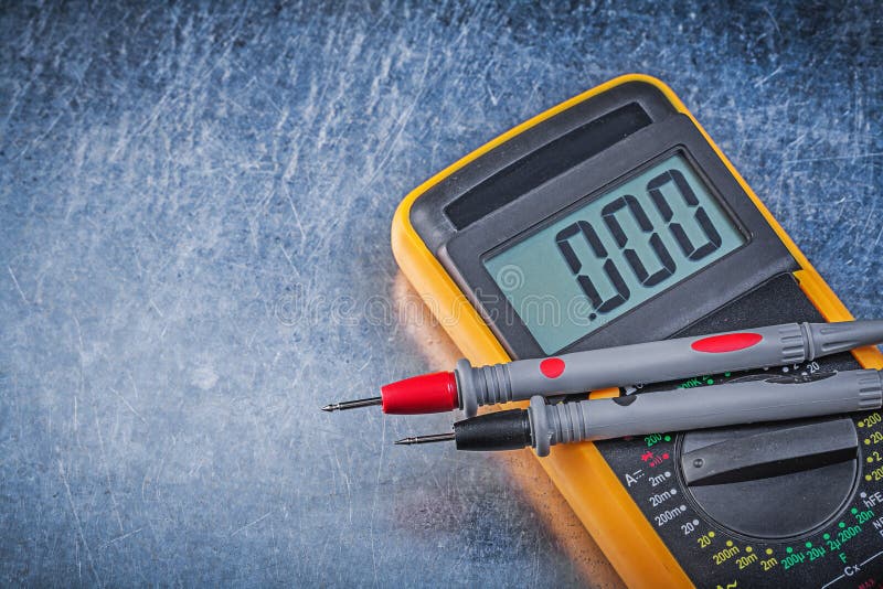 Digital Electric Tester Wires Current Probe on Scratched Metalli Stock ...
