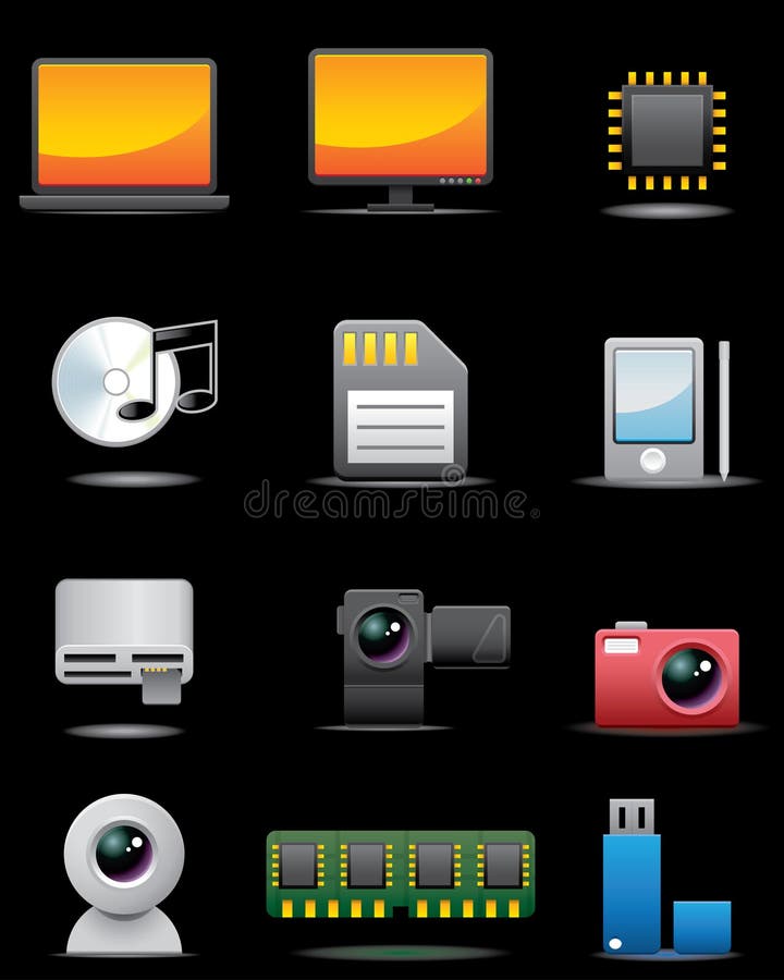 Digital Electrical Appliance Icon Set -- Premium S Stock Vector ...