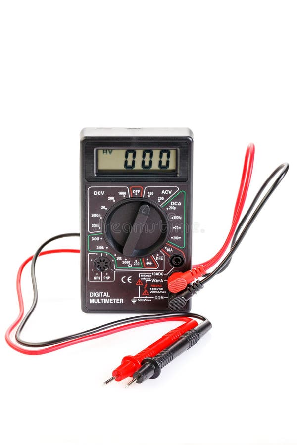 Digital Electrical Tester Multimeter in Black Case Isolated on White ...