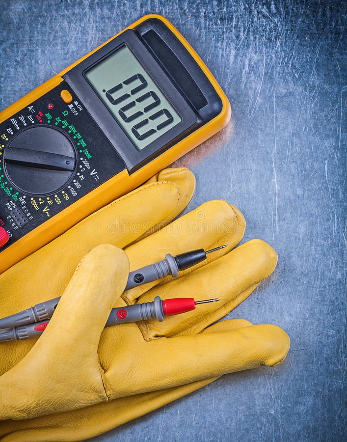 Digital Electrical Tester on Metallic Surface Top View Stock Photo ...