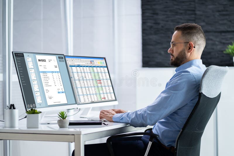 Digital Electronic Bill and Accountant E Invoice Stock Image - Image of ...