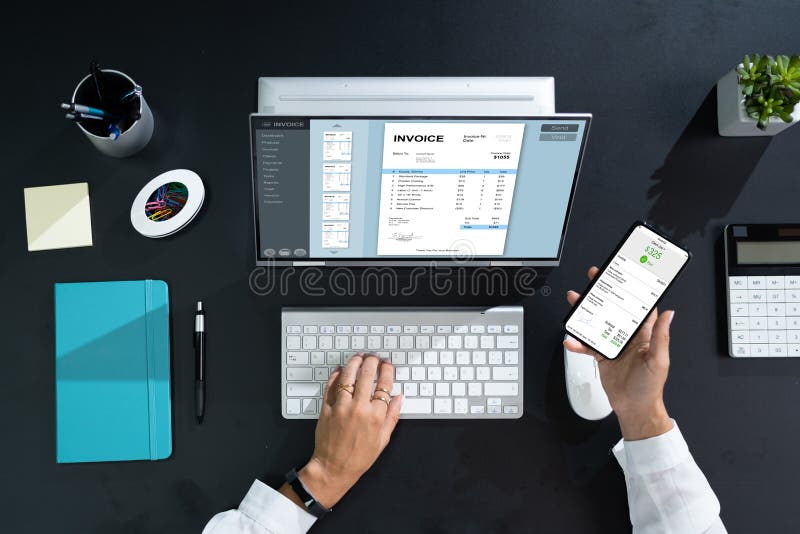 Digital Electronic Bill and Accountant E Invoice Stock Photo - Image of ...