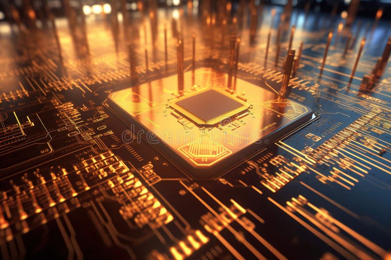 Digital Electronic Chip Technology and Innovation Illustration. Ai ...