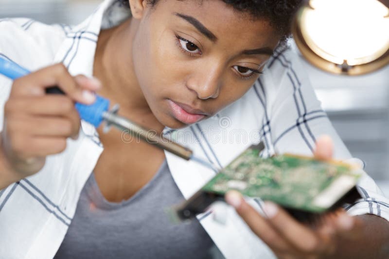 Digital Electronic Engineer Repairing and Soldering Computer Pc Stock ...