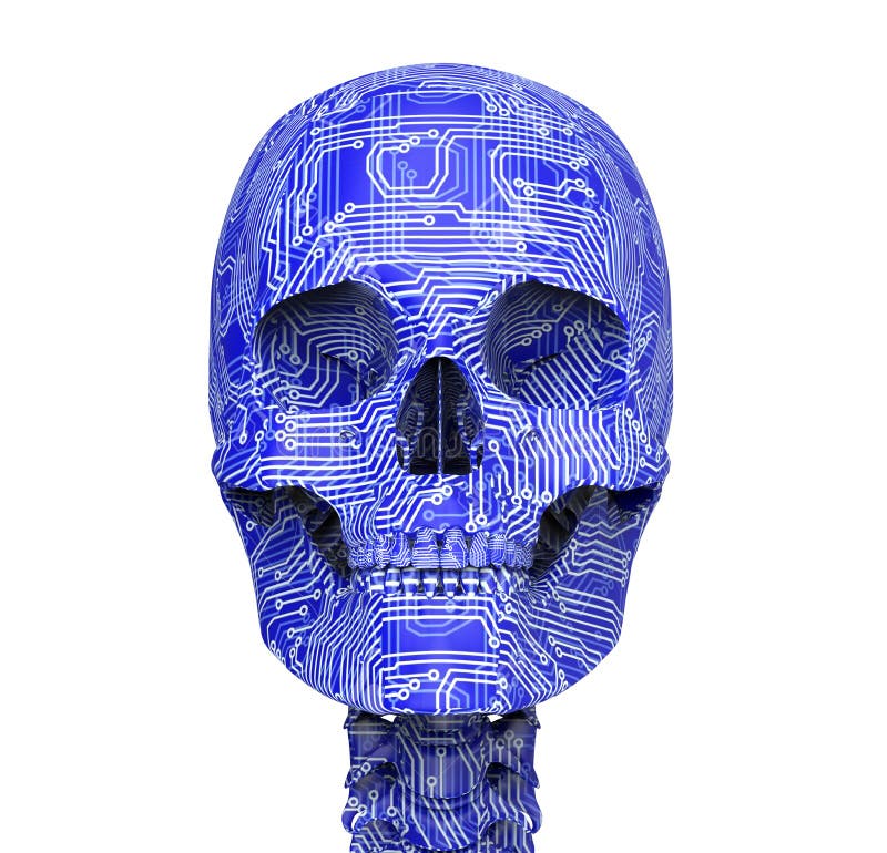 Digital Skeleton Against Black Technology Interface with Glow Stock ...