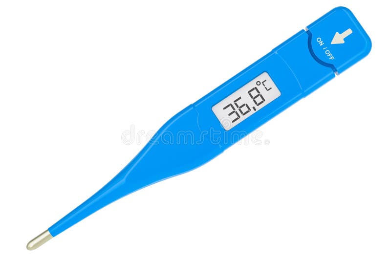 Digital Electronic Thermometer, Blue Color. 3D Rendering Stock ...