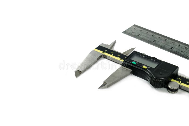 Digital Electronic Vernier Caliper and Ruler, on White Stock Image ...