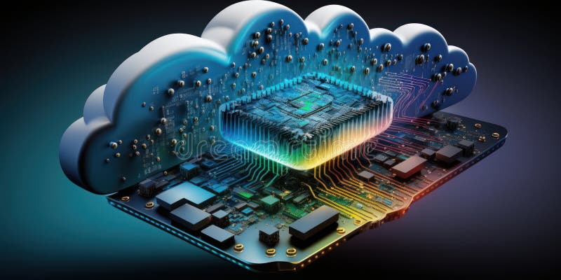 Digital Electronics and Cloud Storage Stock Illustration - Illustration ...