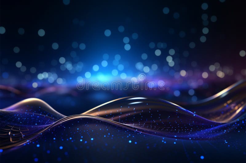 Digital Elegance Blue Particles Wave with Bokeh, a Captivating Display ...