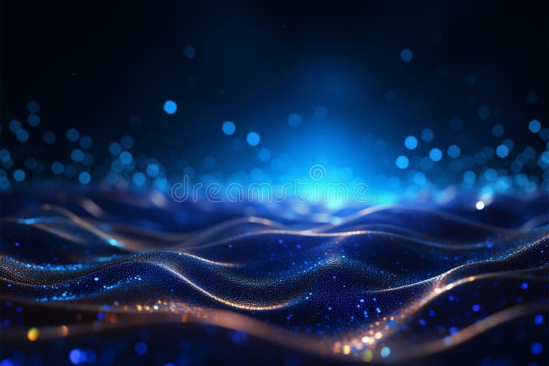 Digital Elegance Blue Particles Wave with Bokeh, a Captivating Display ...
