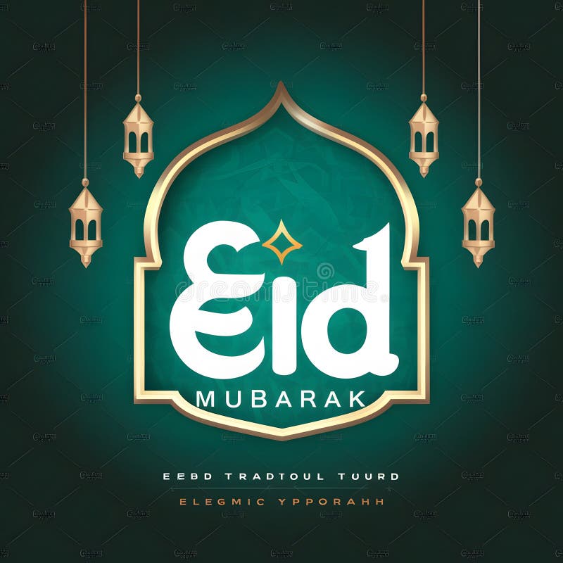 Digital Elegant Eid Mubarak Typography Graces Traditional Islamic Eid ...