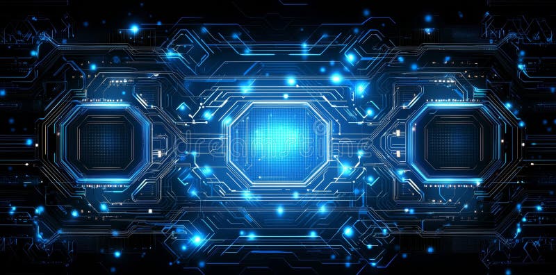 Digital Elements Grid Circuit and Frame Illustrations Showing ...