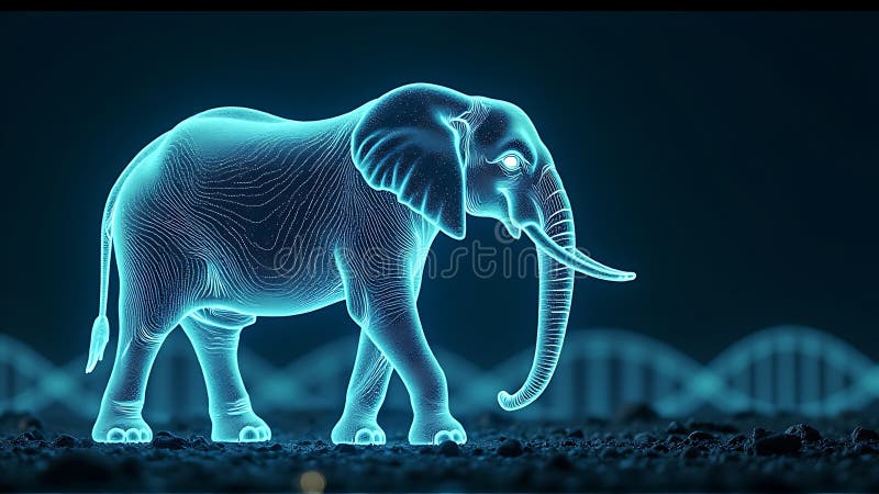 Digital Elephant with DNA Background. Stock Illustration - Illustration ...
