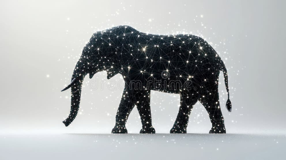 Digital Elephant Silhouette, Abstract, Walking, Network, Modern ...