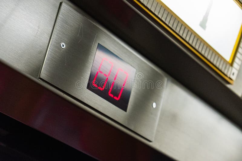 Digital Elevator Display Showing Floor Number 80 in a Modern Metallic ...