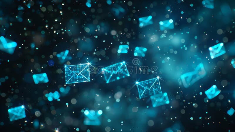 Digital Email Communication Concept with Glowing Envelopes, Generative ...