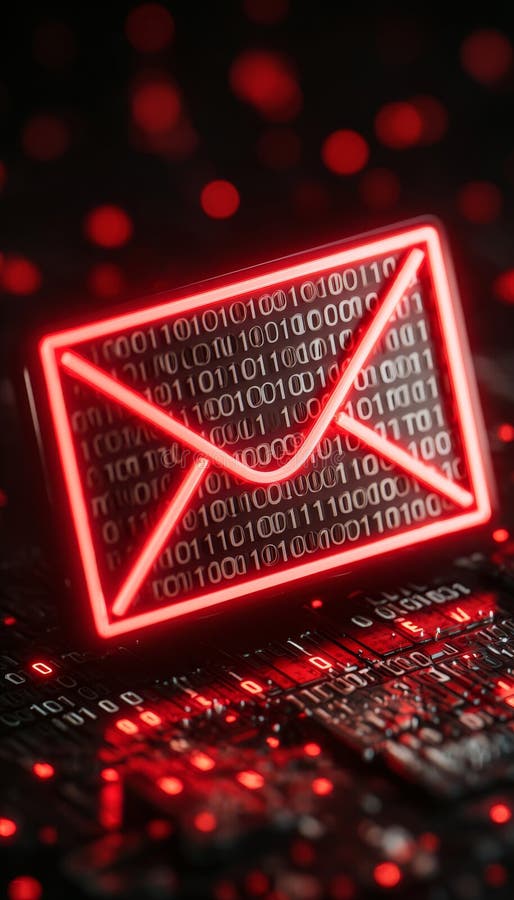 Digital Email Concept on Binary Code Technology with Glowing Background Representing Cyber ...