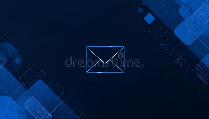 Futuristic Digital Email Icon on a Dark Blue Technology Background with ...