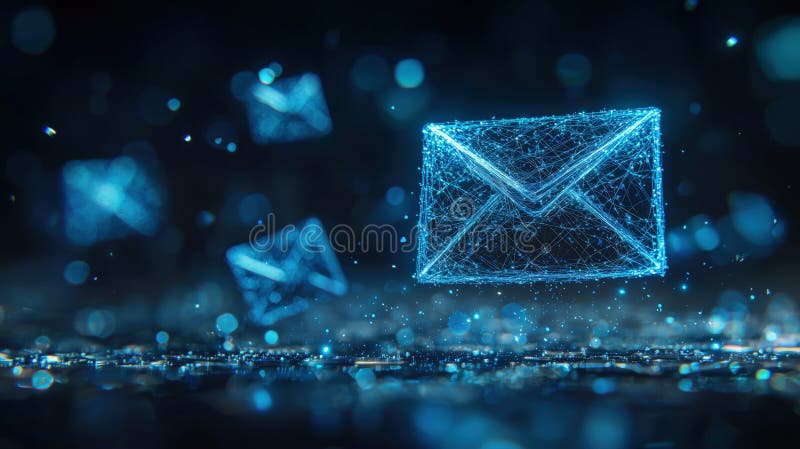 Digital Email Icon in 3d with a Futuristic Design and Glowing Effects ...
